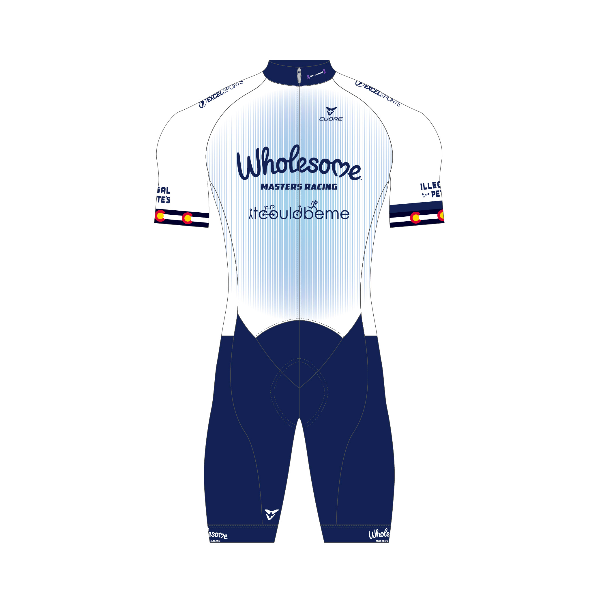 CUORE | Men's Silver S/Sleeve 2in1 Suit - White Ex Colorado State Champion